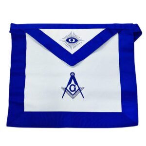 masonic apron synthetic leather blue lodge master mason blue grosgrain ribbon borders