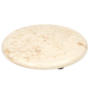 creative home genuine champagne marble 8" round trivet, cheese serving board,beige