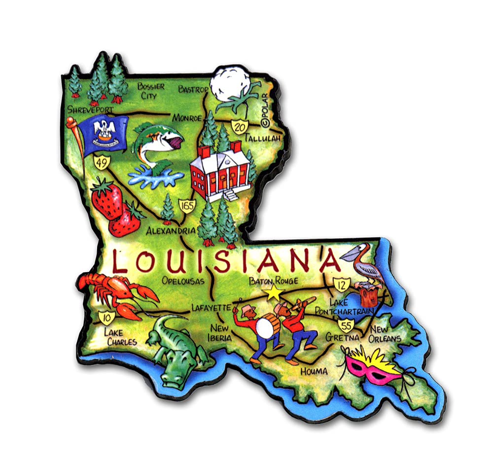 Louisiana Artwood State Magnet Collectible Souvenir by Classic Magnets