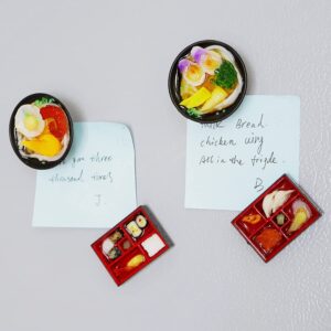 4pcs Funny Ramen & Sushi Refrigerator Magnets Decorative, for Frigdet Magnets Collector, Ramen Lover, Asian Food Lovers, Cute Home Office Decorative Magnets, with Big Strong Magnet