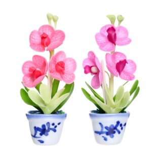 ablossom, vanda orchid flowers refrigerator magnets 3d artificial plants pink and purple color japanese clay strong magnetic fridge decoration home & office, set of 2, 1 x 4 x 1.5 inch