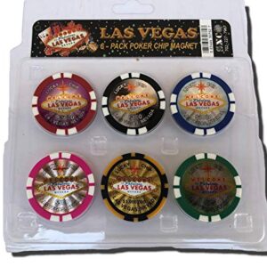 Las Vegas Poker Chip Refrigerator Magnets Set of 6