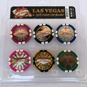 Las Vegas Poker Chip Refrigerator Magnets Set of 6