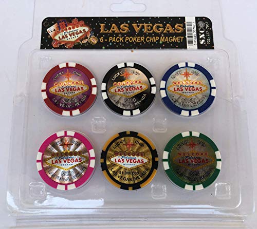 Las Vegas Poker Chip Refrigerator Magnets Set of 6