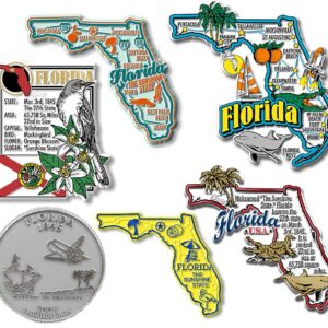 Florida Six-Piece State Magnet Set by Classic Magnets, Includes 6 Unique Designs, Collectible Souvenirs Made in The USA