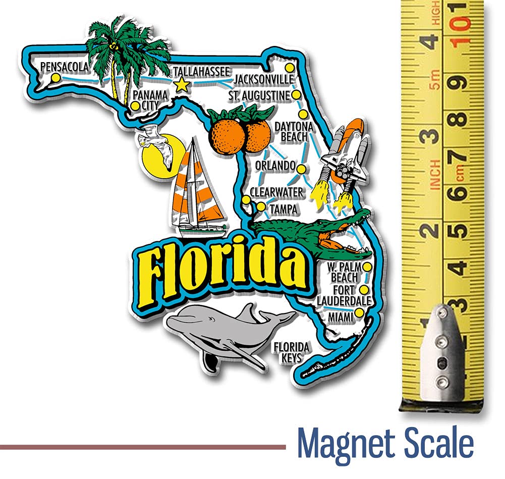 Florida Six-Piece State Magnet Set by Classic Magnets, Includes 6 Unique Designs, Collectible Souvenirs Made in The USA