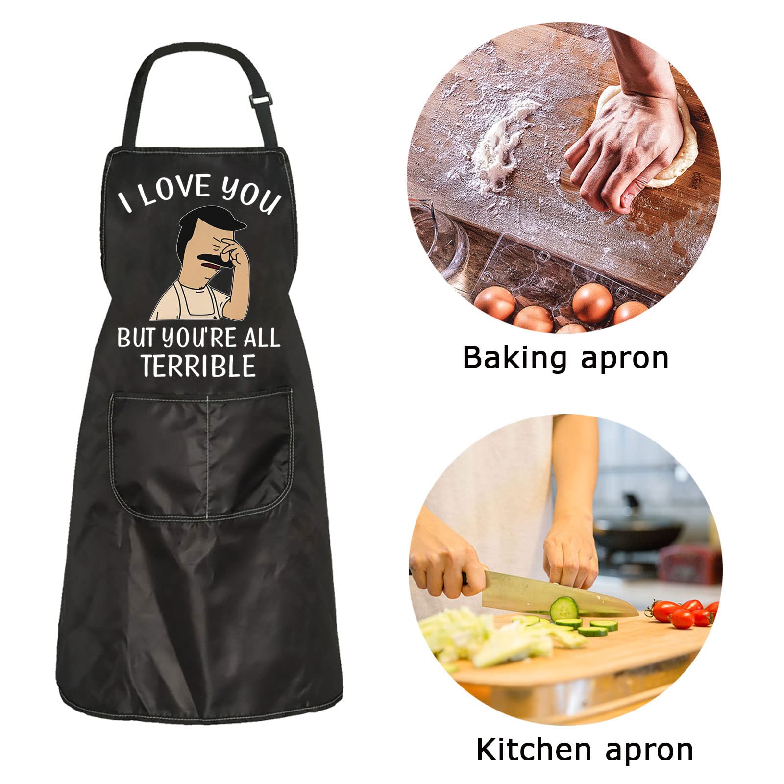 ZJXHPO Bob’s TV Show Merchandise Burgers Fans Apron Gift I Love You But You’re All Terrible Apron Belcher Housewarming Gift (Terrible Apron)