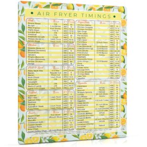 swiftcube air fryer magnetic cheat sheets, multicooker cheat sheet recipe magnets, with cooking temperature, time & size chart conversion measurement, orange-lemon kitchen decor, 8.5"x11" citrus dream