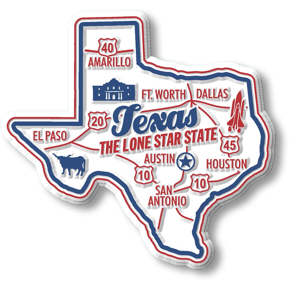 Texas Premium State Magnet by Classic Magnets, 2.8" x 2.6", Collectible Souvenirs Made in The USA