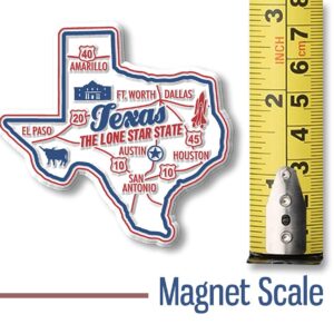 Texas Premium State Magnet by Classic Magnets, 2.8" x 2.6", Collectible Souvenirs Made in The USA