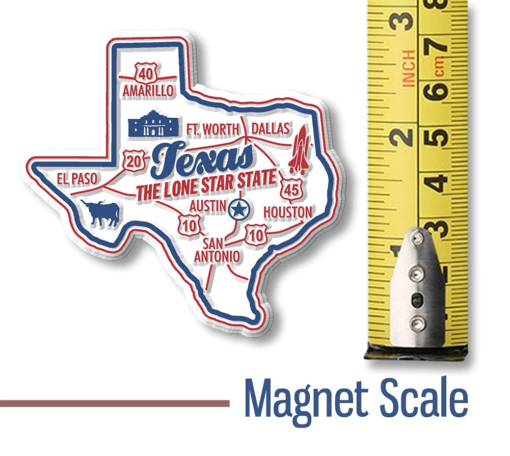 Texas Premium State Magnet by Classic Magnets, 2.8" x 2.6", Collectible Souvenirs Made in The USA