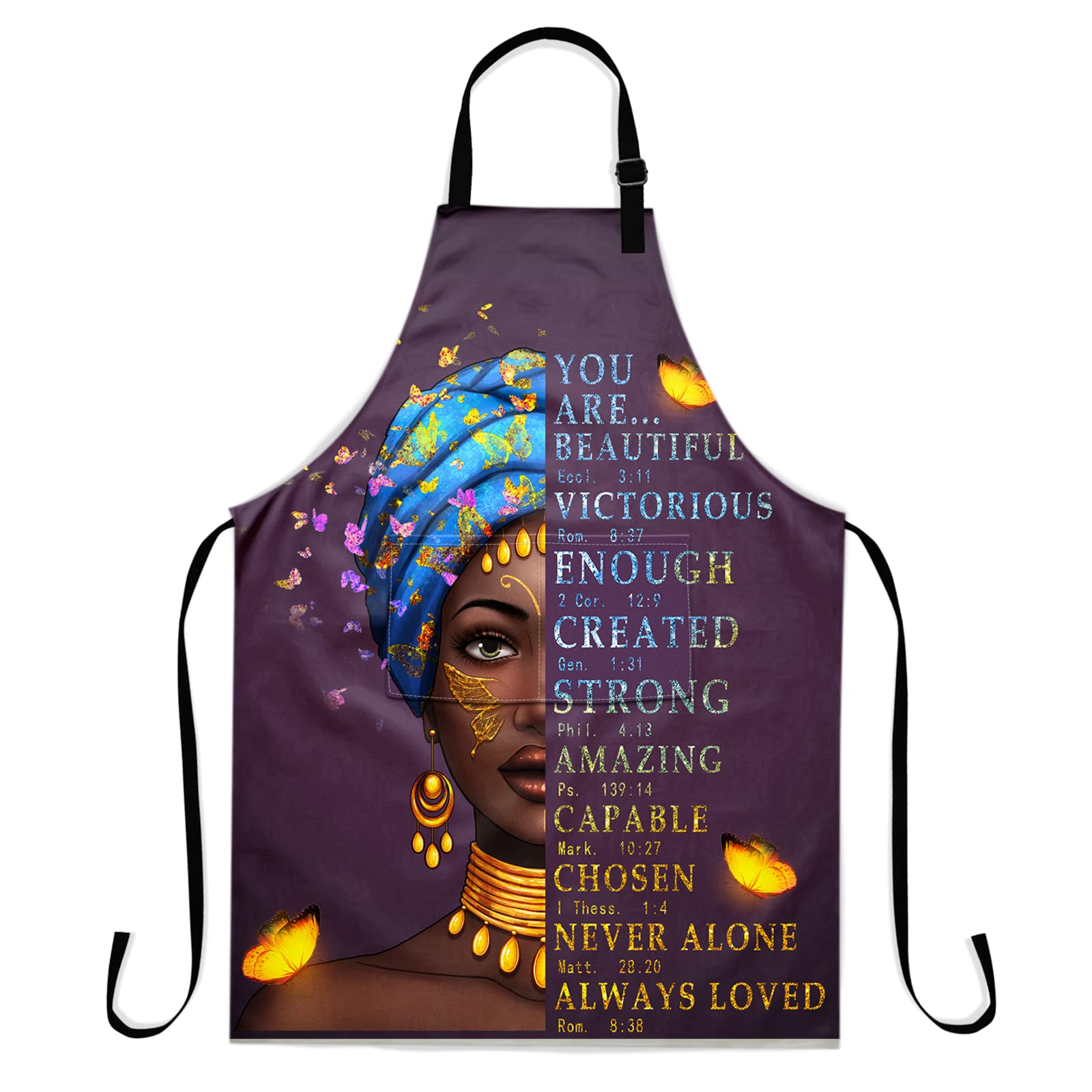 IAGM Aprons for Women with Pockets African Art Apron Afro Black Women Kitchen Aprons Adjustable Neck For Women Chef Bbq Cooking Gardening Home Waterproof Oil Proof 33x28inch