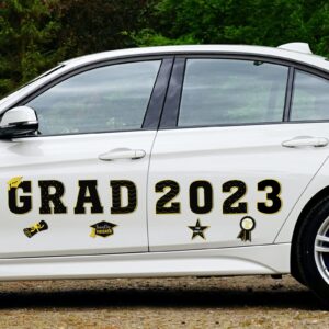 graduation car magnets 12 pcs 2023 congrats grad garage door magnets decoration black and gold 2023 graduation car blackboard magnets for graduation party decoration supplies