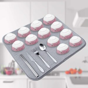 2 Pack Dish Drying Mats for Kitchen, Microfiber Dish Drying Rack Pad, Kitchen Counter Mat - 18X16 Inch