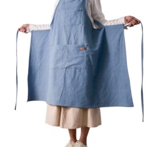 Gautsa Denim Matching Apron for Kids and Adults, Children Age 4-7 9-12, Cooking Gardening Painting BBQ… (lightblue, adult)