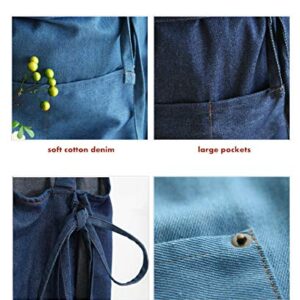 Gautsa Denim Matching Apron for Kids and Adults, Children Age 4-7 9-12, Cooking Gardening Painting BBQ… (lightblue, adult)