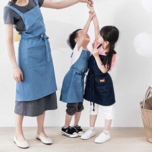 Gautsa Denim Matching Apron for Kids and Adults, Children Age 4-7 9-12, Cooking Gardening Painting BBQ… (lightblue, adult)