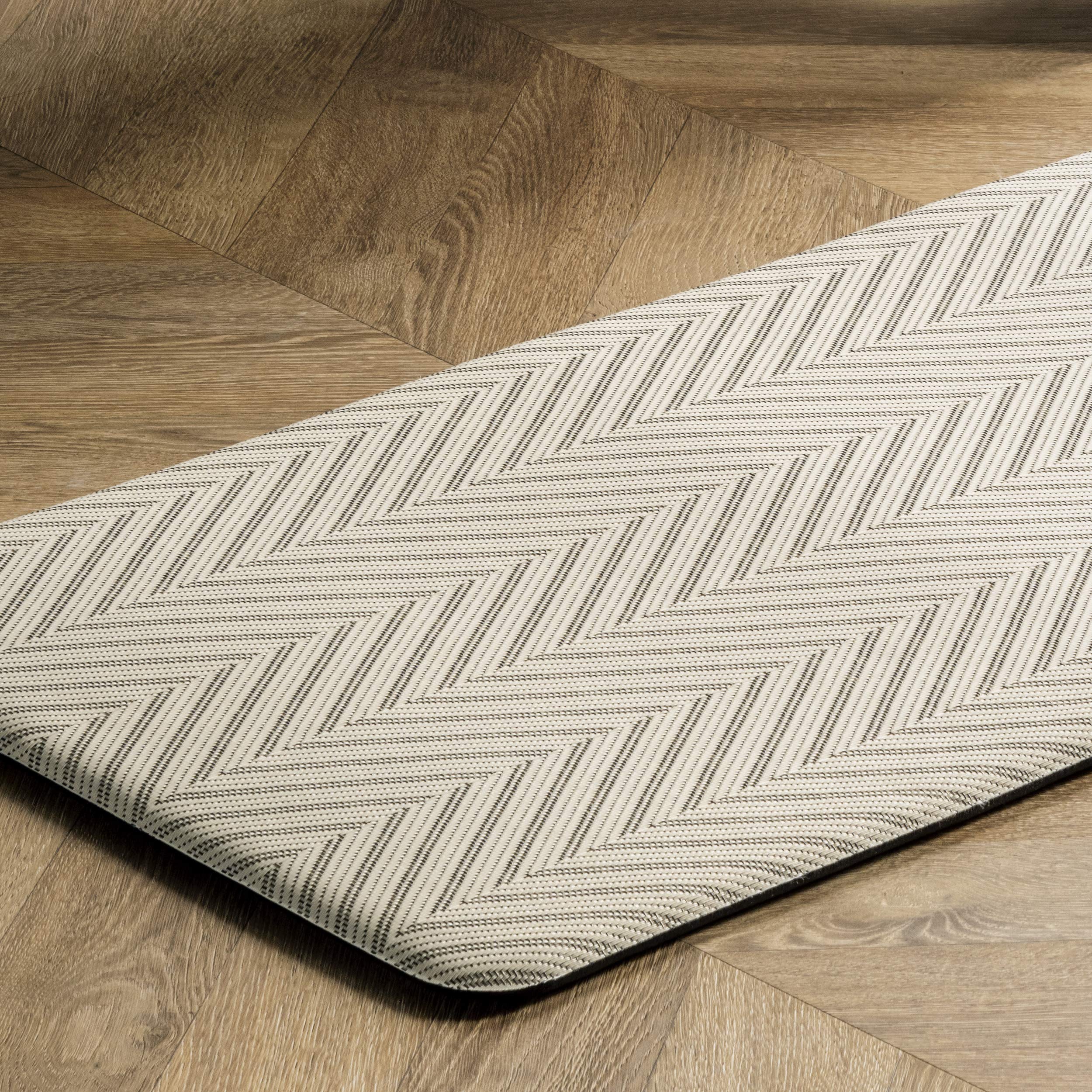 nuLOOM Casual Herringbone Anti Fatigue Kitchen or Laundry Room Comfort Mat, 2x3, Beige