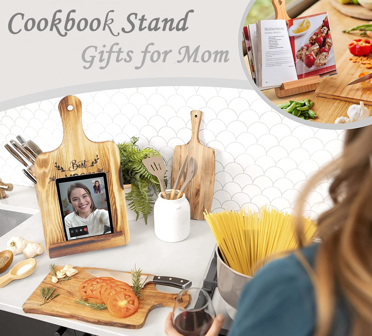 Gifts for Grandma - Cookbook Stand Recipe Book Holder - Unique Kitchen Decor Cookbook Holder Gifts for Women - Personalized Mother 's Day, Christmas, Birthday, Anniversary, Thanksgiving Gift for Her