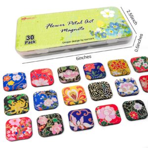 MORCART 30 Pcs Magnets for Fridge – Decorative Magnets for Refrigerator – Cute Locker Magnets,Adult Office and Kitchen Fridge Magnets,School Whiteboard Blackboard Magnets Stamping Flowers Art Gift