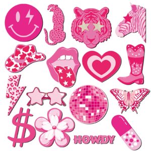 16pcs pink preppy refrigerator magnets women fridge magnets cute magnetic pink locker accessories preppy locker decor boho locker decoration smiling face leopard decorative magnets for girls kitchen