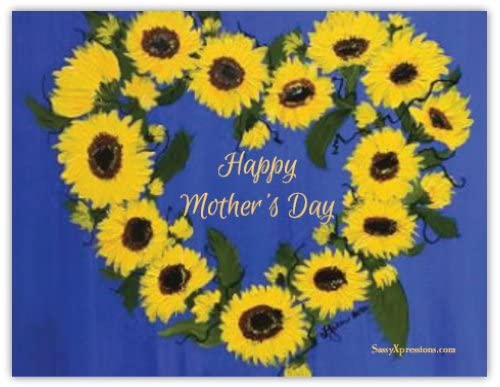 Happy Mothers Day Sunflower Heart Refrigerator Magnet,Red