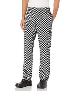 chef code chef pants, checkered white, medium