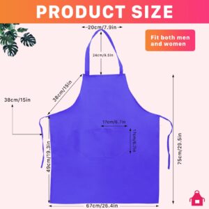 HOPMORED 8 Pack Plain Bib Aprons Bulk,Mixed Color Apron with 2 Front Pockets,Washable Blank Aprons for Kitchen Cooking Crafting BBQ Painting Drawing,8 Colors