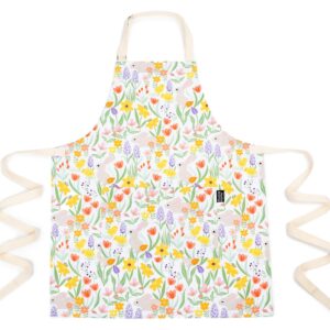 Pookie Home Happy Easter - Premium Aprons with Pockets, Designer Kitchen Aprons - Oil/Stain Resistant - Cooking Aprons for Women and Men