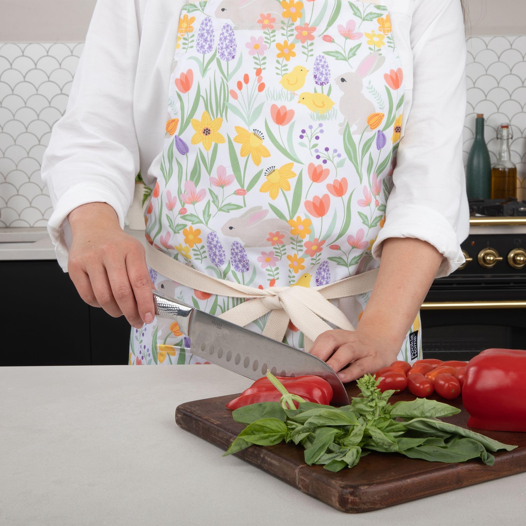 Pookie Home Happy Easter - Premium Aprons with Pockets, Designer Kitchen Aprons - Oil/Stain Resistant - Cooking Aprons for Women and Men