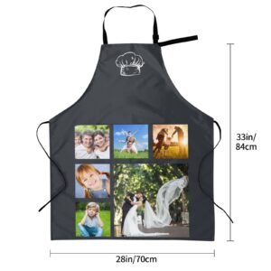 ROAWXKU Custom apron Personalized kitchen aprons for men women cute,BBQ cooking Chef Knives,Add your photo/text Unisex gift Black