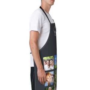 ROAWXKU Custom apron Personalized kitchen aprons for men women cute,BBQ cooking Chef Knives,Add your photo/text Unisex gift Black