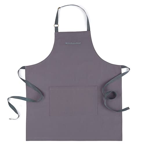 KitchenAid Solid Apron Single Pack, Charcoal Grey, 32"x28"