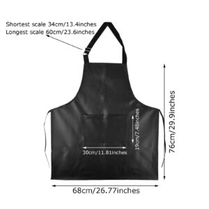 eywlwaar PU Waterproof Apron with One Big Pocket Adjustable Oil Proof Apron for Kitchen Dishwashing Cooking 29.92"x 26.77" (Black-2Packs)