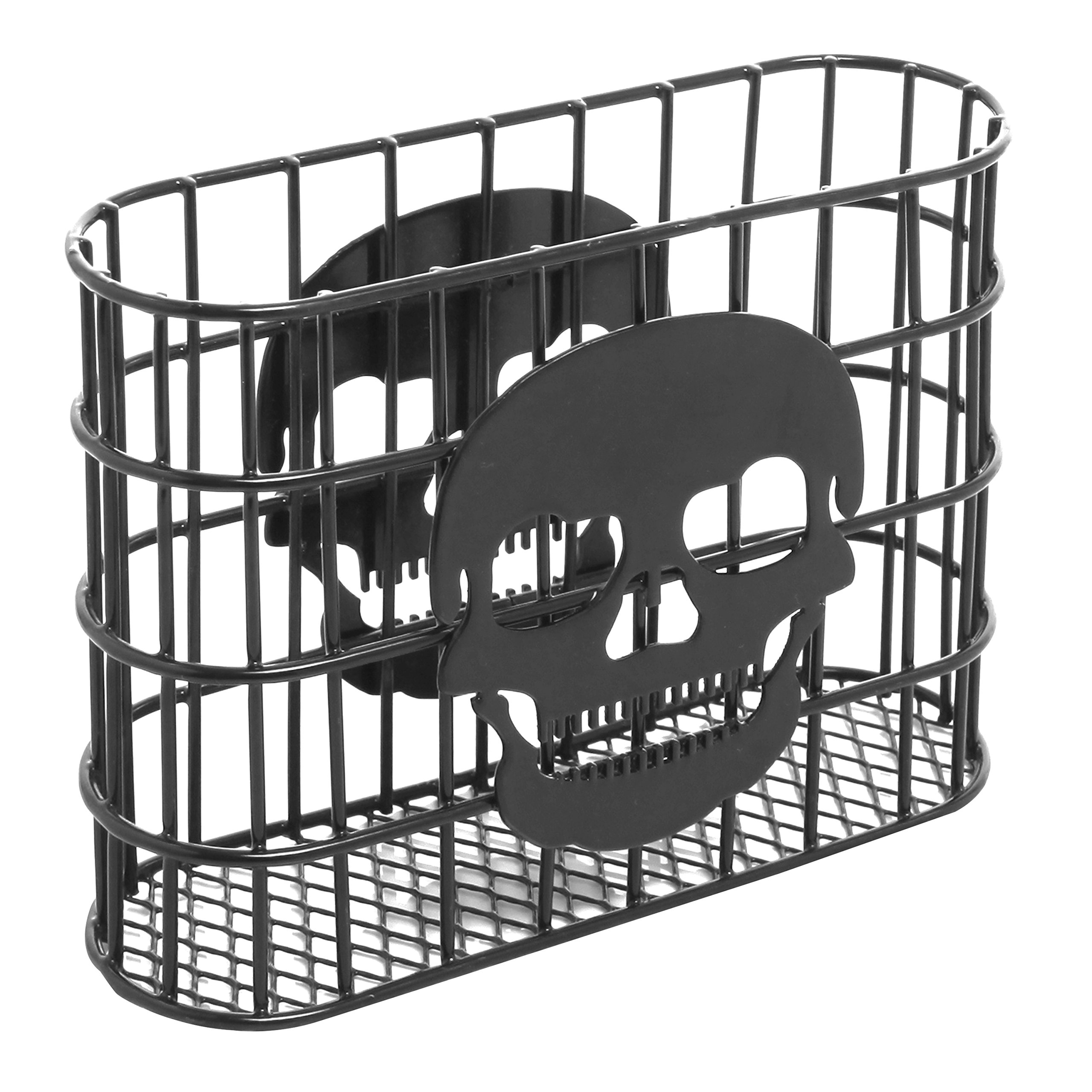 MyGift Black Metal Wire Napkin Holder with Skull Cut Out Design, Halloween Table Decor