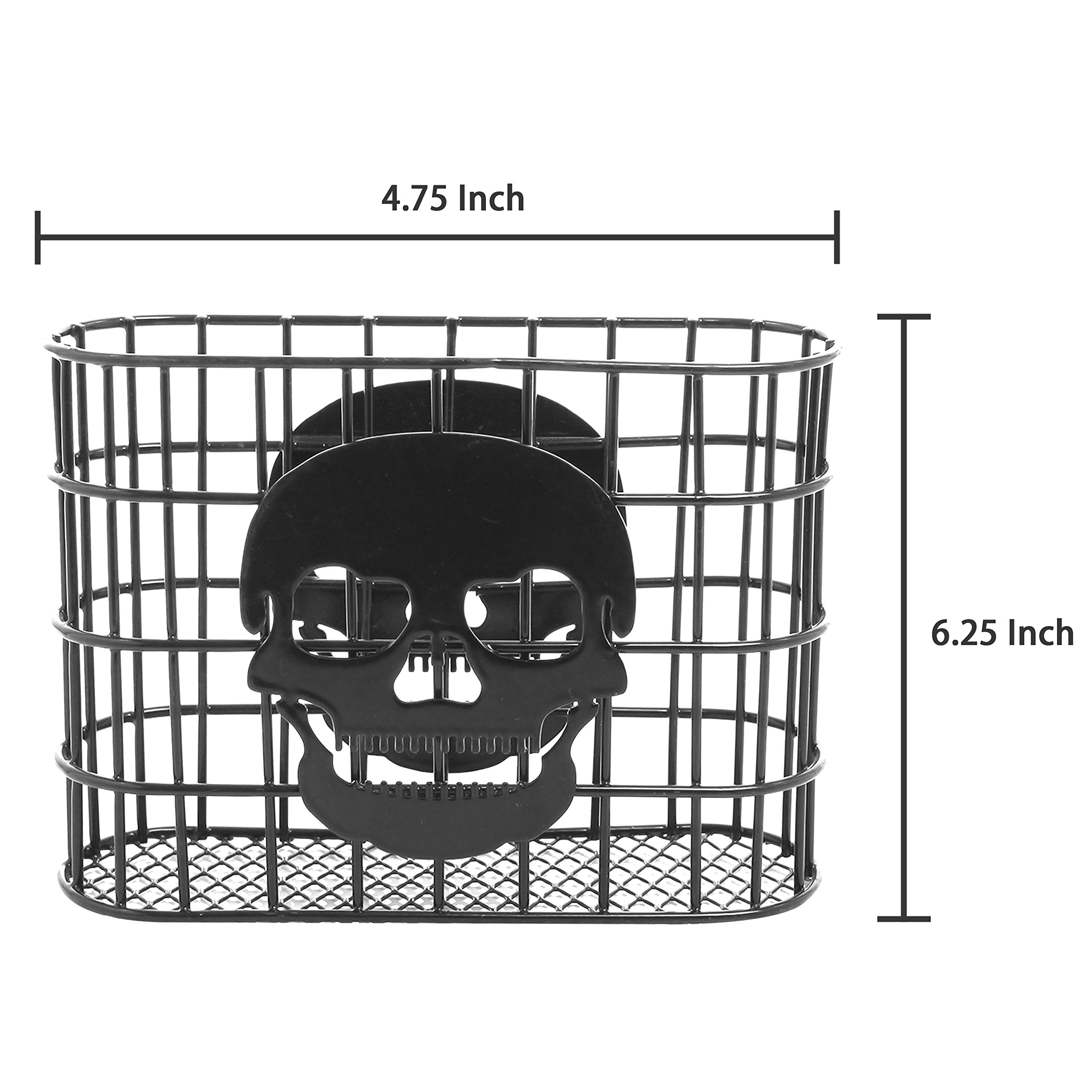 MyGift Black Metal Wire Napkin Holder with Skull Cut Out Design, Halloween Table Decor