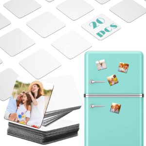 20 pieces sublimation magnet blanks fridge magnets, square sublimation blanks diy photo magnets for refrigerator, fridge decorative magnets for whiteboard office calendar kitchen home wall decor etc