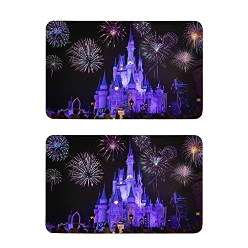 Castle with Fireworks Refrigerator Magnets, Fridge Magnets Dishwasher Magnet for Office Kitchen Cabinets Whiteboards Decorative Magnets 2 PCS