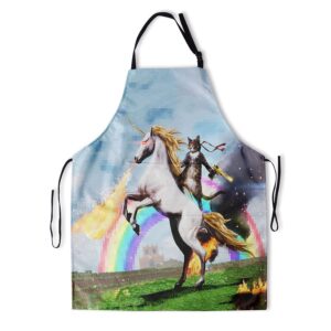 giwawa bbq funny apron cat unicorn chef kitchen cooking and baking bib apron for men home grilling baking