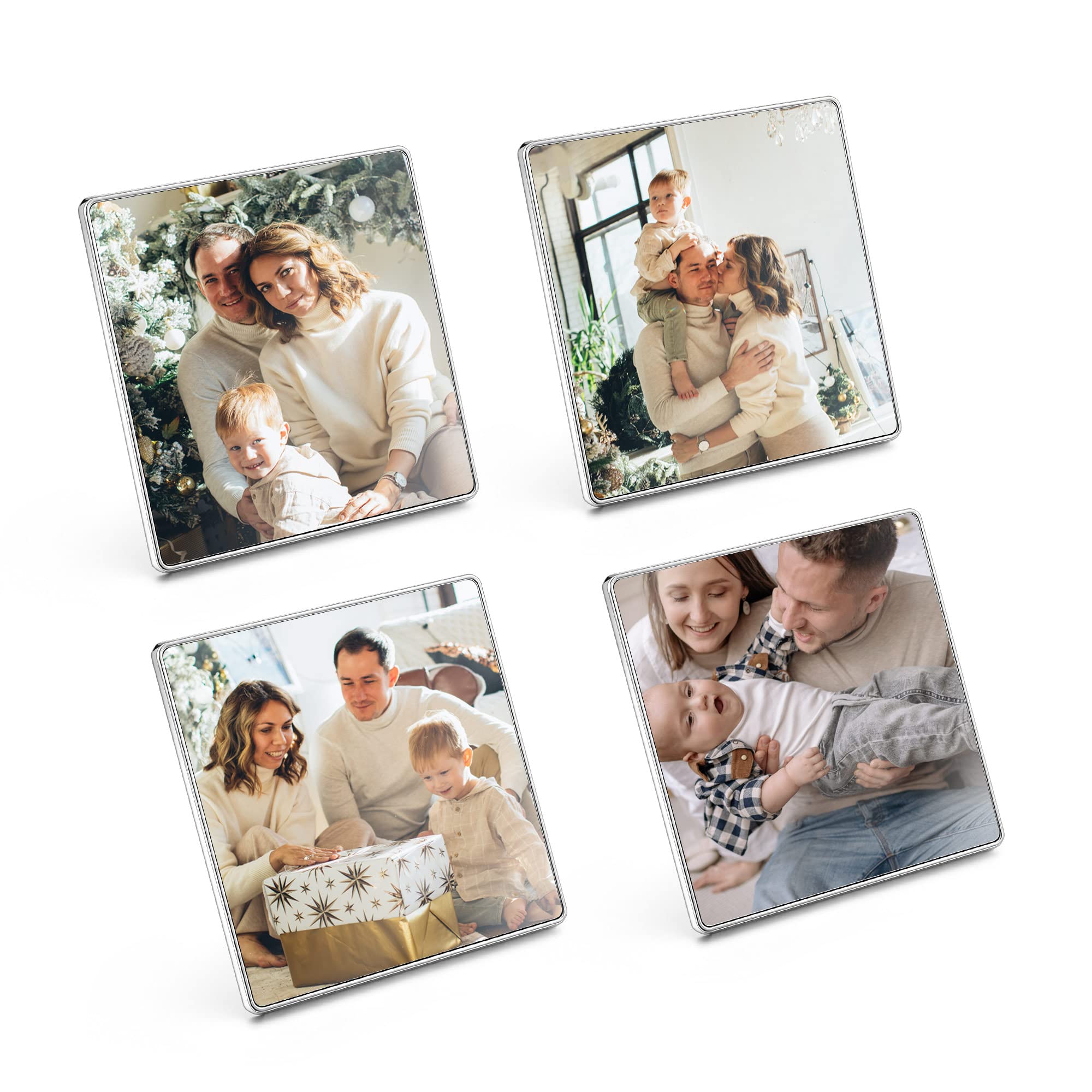 Zysta 4pcs Custom Picture Refrigerator Magnets, Personalized Photo Fridge Magnet Bulk, Alloy Decorative Fridge Magnets for Baby Shows Wedding Party Gifts Home Decoration