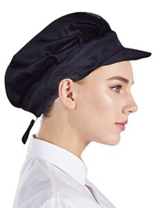 nanxson 3pcs unisex chef hat elastic kitchen chef hat cooking chef cap food service hair net cf9061 (black)