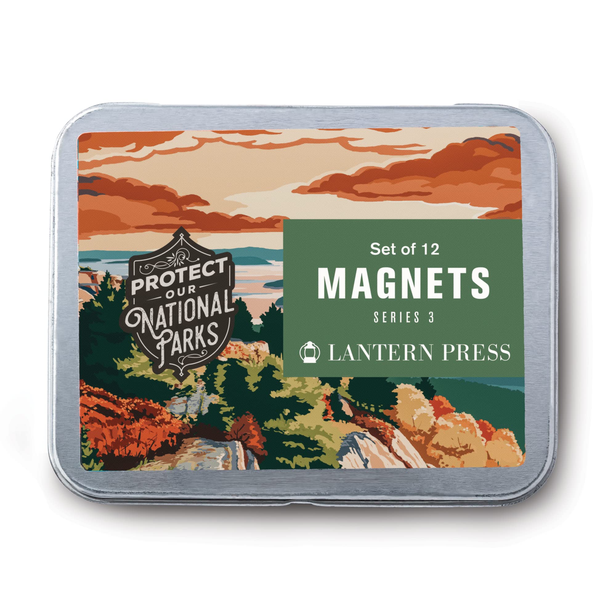 Lantern Press Protect Our National Parks Magnets Set of 12, Series 3 – Central & East