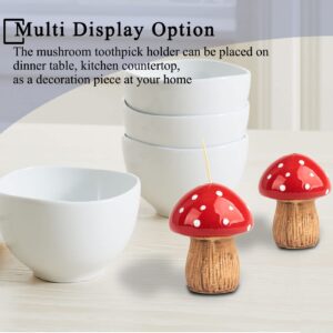 dgudgu 2 Mushroom Toothpick Holder Dispenser With Bamboo Toothpicks Tooth Pick Holders Decorative Ceramic Toothpick Dispenser