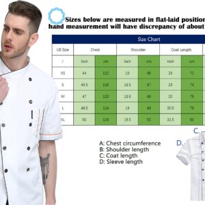 XINFU Unisex Chef Coat Short Sleeve Thin & Comfortable Kitchen Chef Uniform for Men Women, Red A, US:L(Label:3XL)