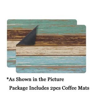 U'Artlines 2pcs Coffee Mat 16"x24" Hide Stain Rubber Backed Absorbent Dish Drying Mat Coffee Maker Mat for Kitchen Countertops Coffee Bar Mat Accessories Fit Under Espresso Machine (Green)