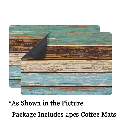 U'Artlines 2pcs Coffee Mat 16"x24" Hide Stain Rubber Backed Absorbent Dish Drying Mat Coffee Maker Mat for Kitchen Countertops Coffee Bar Mat Accessories Fit Under Espresso Machine (Green)