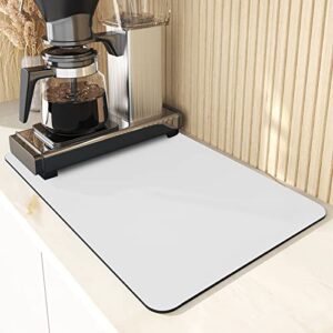 coffee mat - hide stain - bar accessories fit under coffee maker machine for countertops - absorbent dish drying mat for kitchen counter, 15.7“x19.7", white