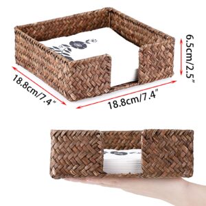 Sumnacon Napkin Holder,Woven Napkin Holder Table,Seagrass Napkin Basket,Square Napkin Tray,Flat Napkin Holder for Kitchen Dinning Table Counter