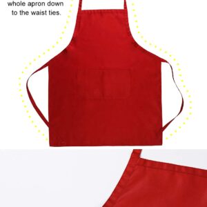 Hi loyaya 2 Pack Red Apron and Chef Hat for Women Men, Baking BBQ Cooking Kitchen Aprons with Pockets (Red)