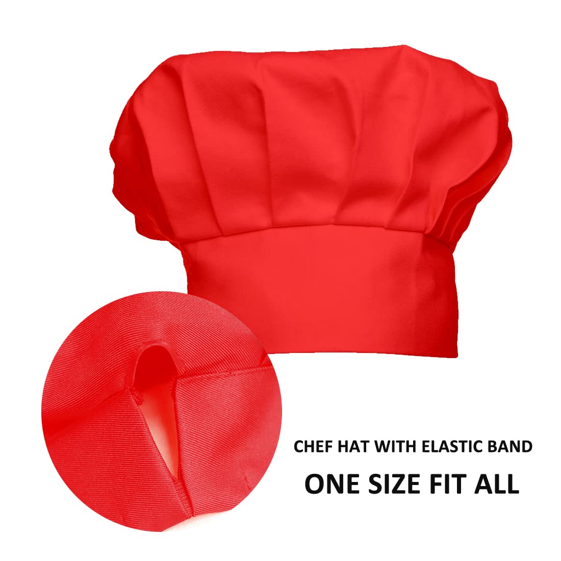 Hi loyaya 2 Pack Red Apron and Chef Hat for Women Men, Baking BBQ Cooking Kitchen Aprons with Pockets (Red)